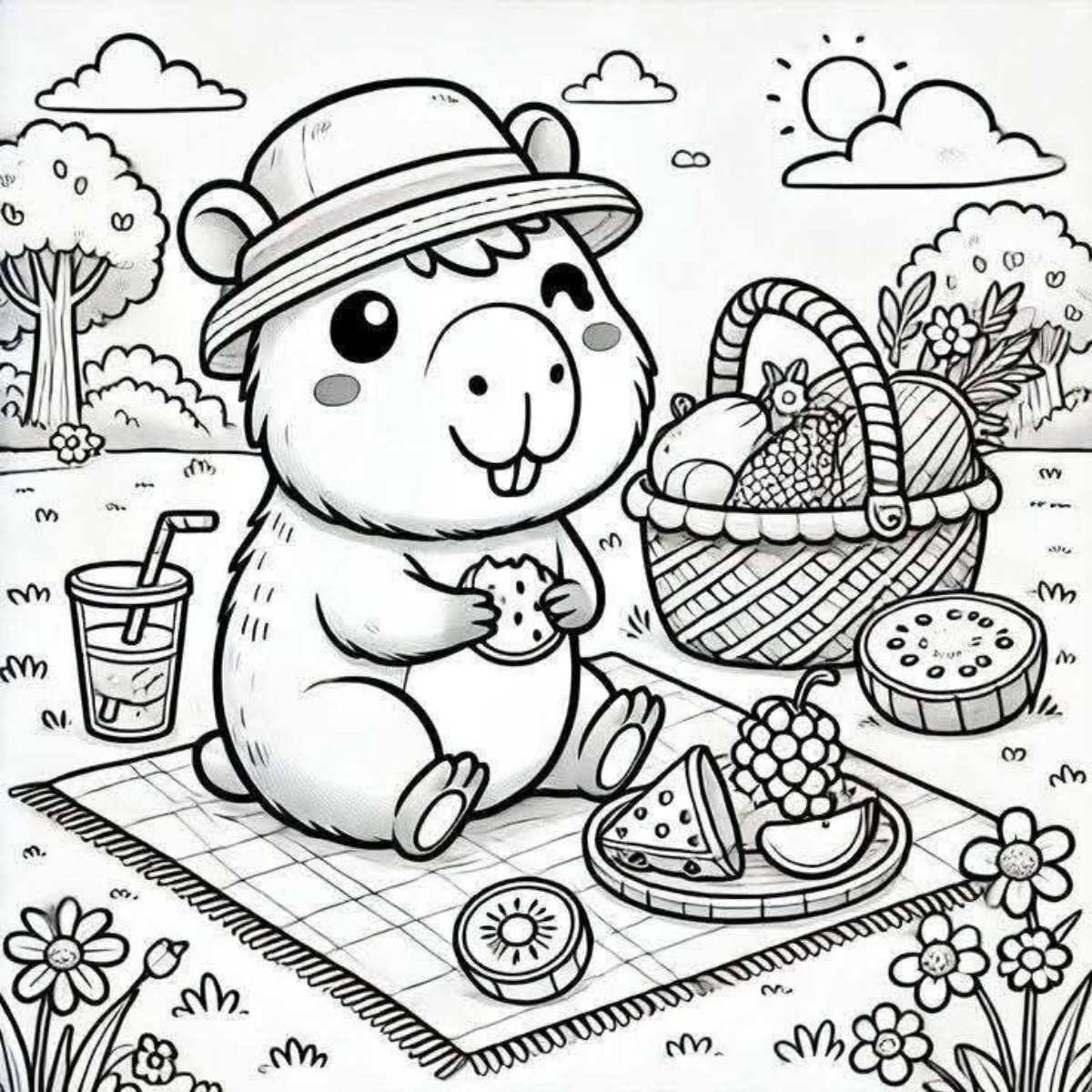 Dibujos de capibara para colorear kawaii y 5 datos curiosos - Serzen